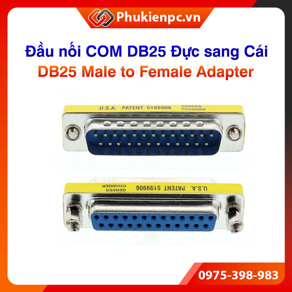 Đầu nối LPT DB25 Male to Female, COM 25Pin đực sang đực. Dùng nối 2 cáp ...