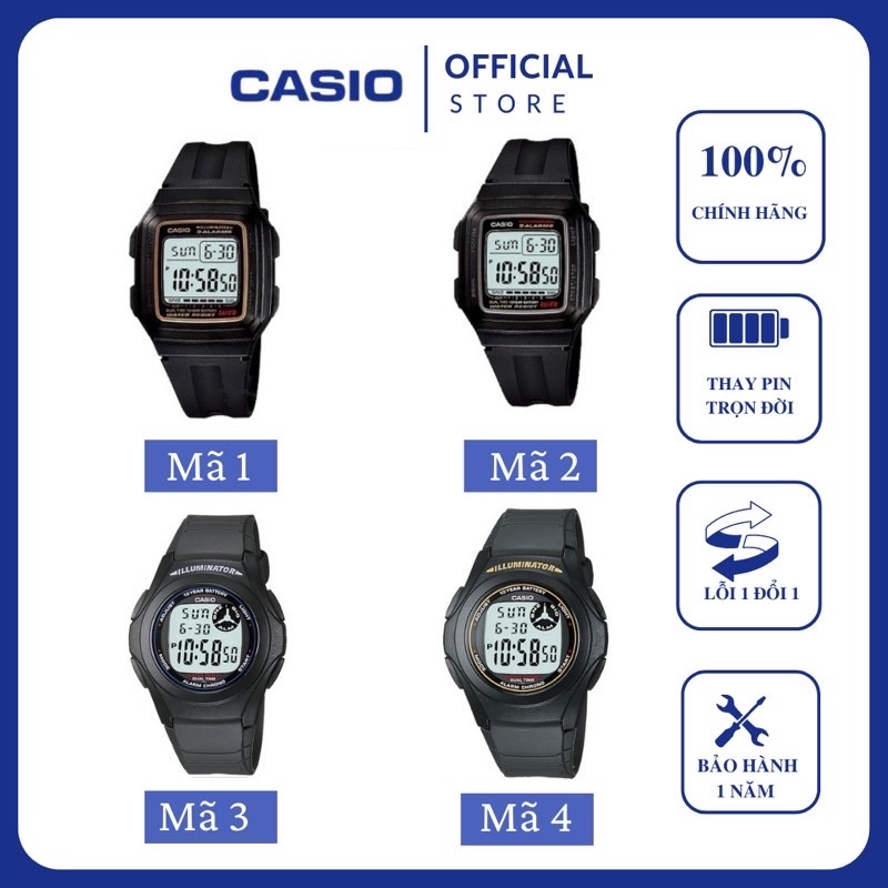 Đồng hồ dây nhựa nam nữ F200, F201 chống nước, casio dây cao su dẻo huyền thoại | Shopee Việt Nam