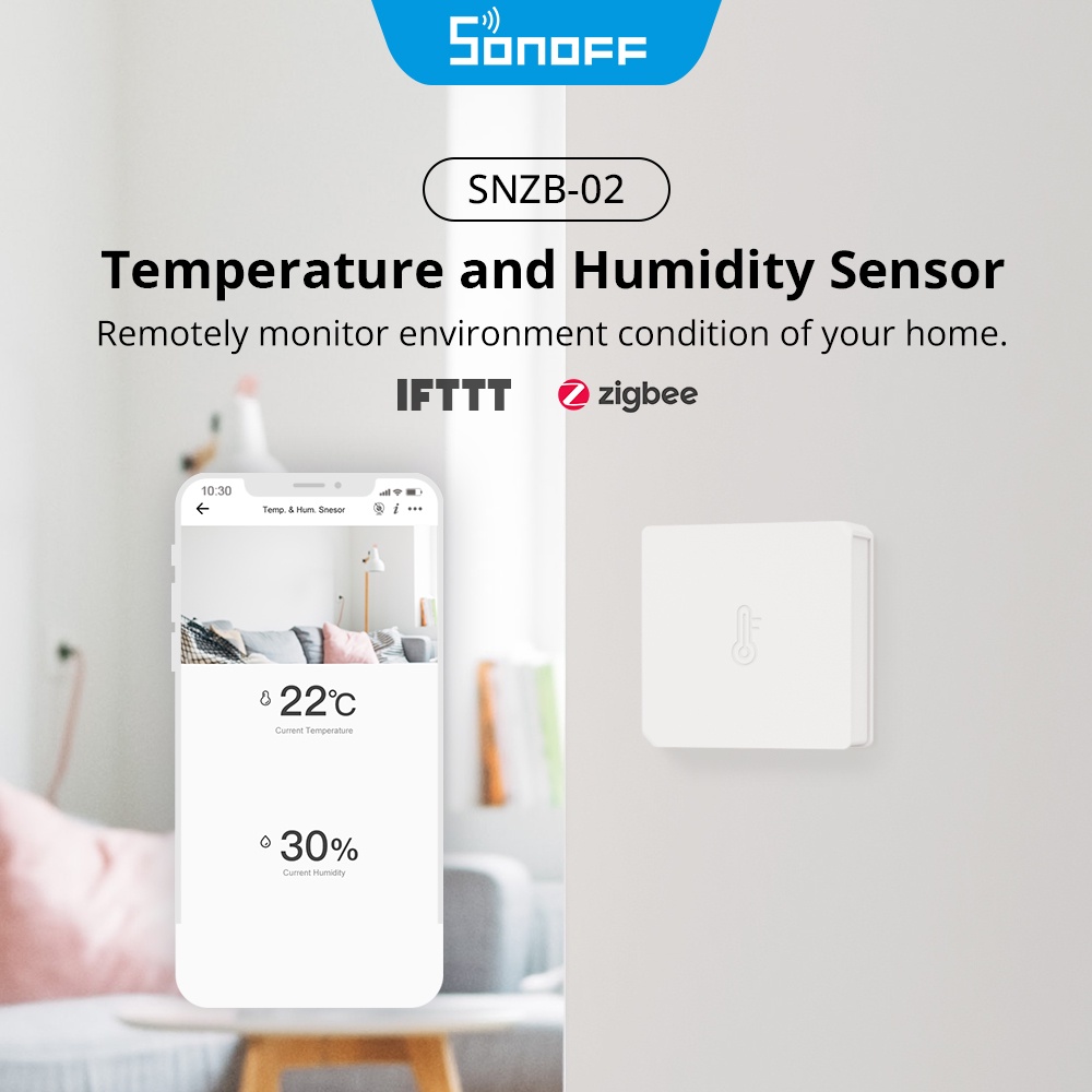 Sonoff SNZB-02 ZigBee 3.0 Cảm Biến Nhiệt Độ Và Độ Ẩm Với ZBBridge Hỗ ...