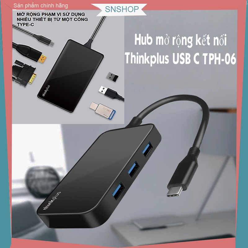 Hub chuyển đổi Thinkplus USB-C TPH-06 ra cổng HDMI, VGA, type C, USB 3. ...