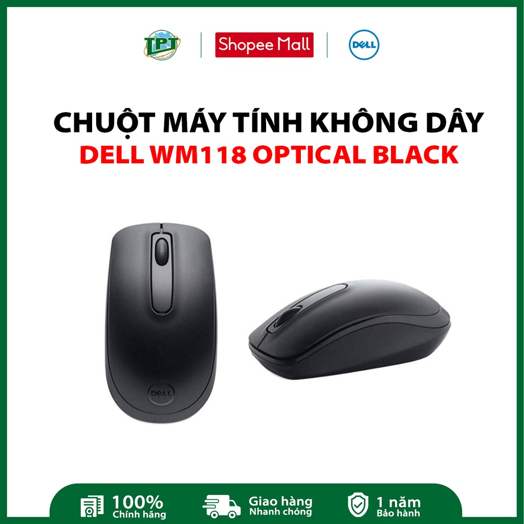 Chuột không dây Dell WM118 Optical Black - Hàng chính hãng | Shopee Việt Nam