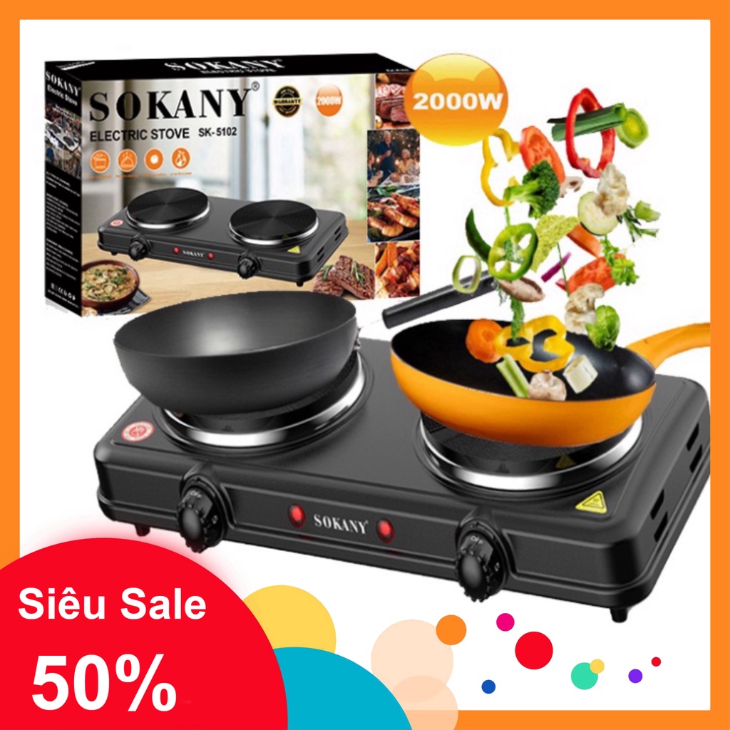 Bếp điện đôi SOKANY SK-5109 2000W đun nấu đa năng không kén nồi | Shopee Việt Nam