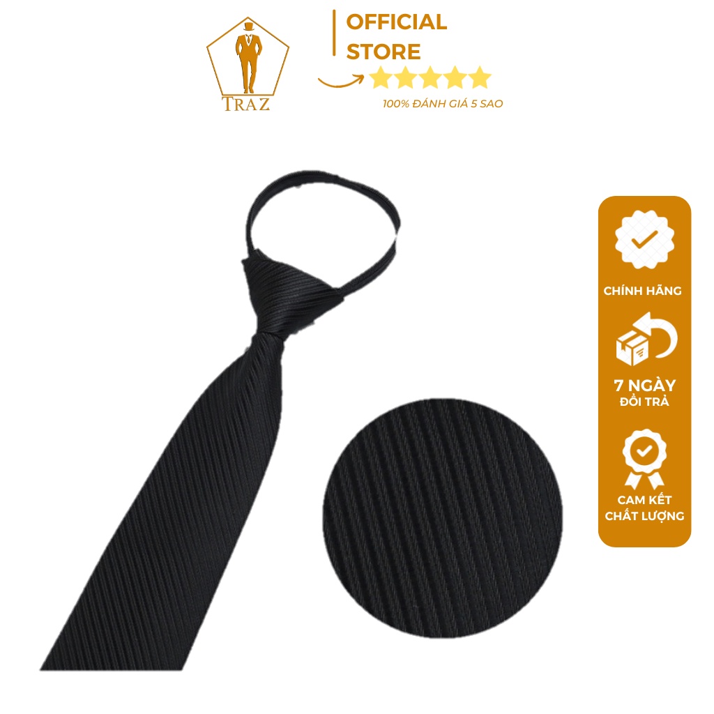 Cà Vạt Caravat Đen Nam TRAZ Bản To Trung Niên 7Cm Dây Kéo Thắt Sẵn Tiện Lợi | Shopee Việt Nam