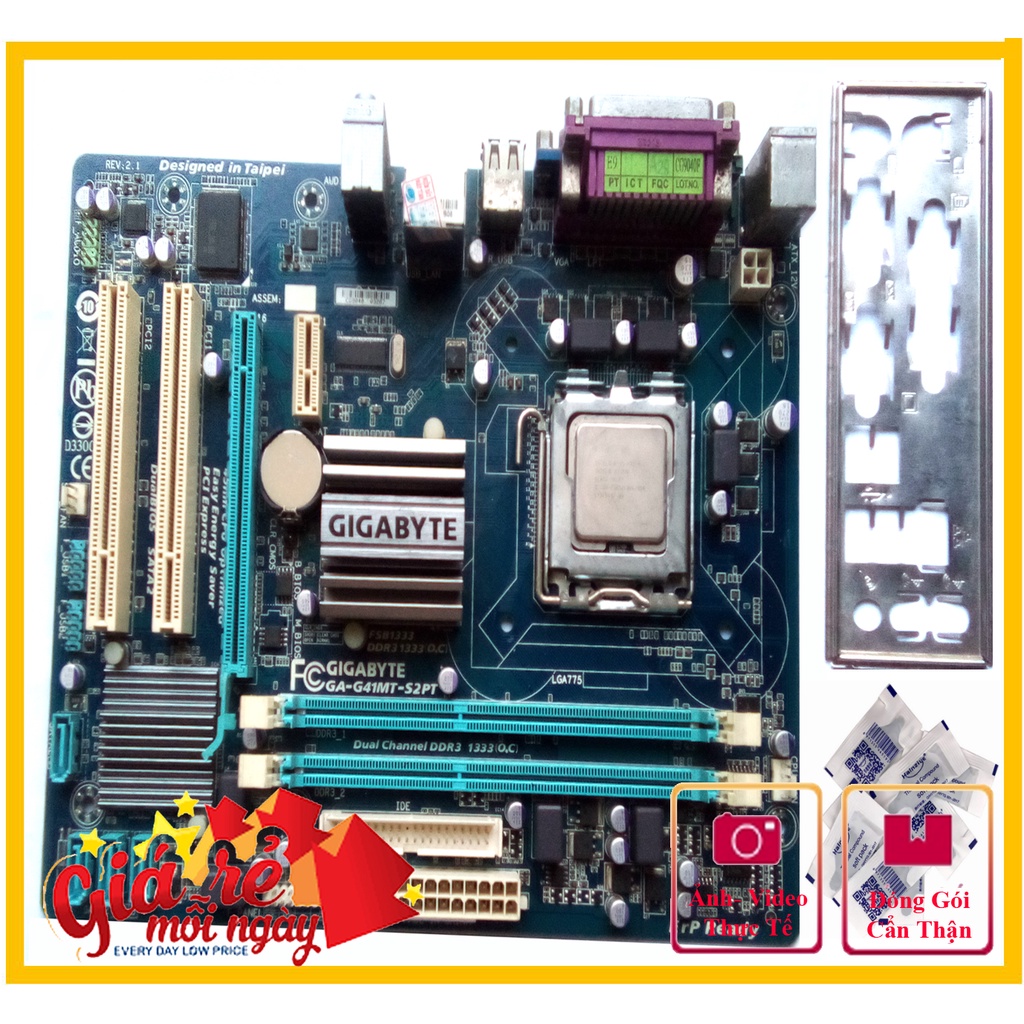 Combo Main Gigabyte G41+ Chip Xeon 3210 socket 775 xưa + FE + keo gói ...