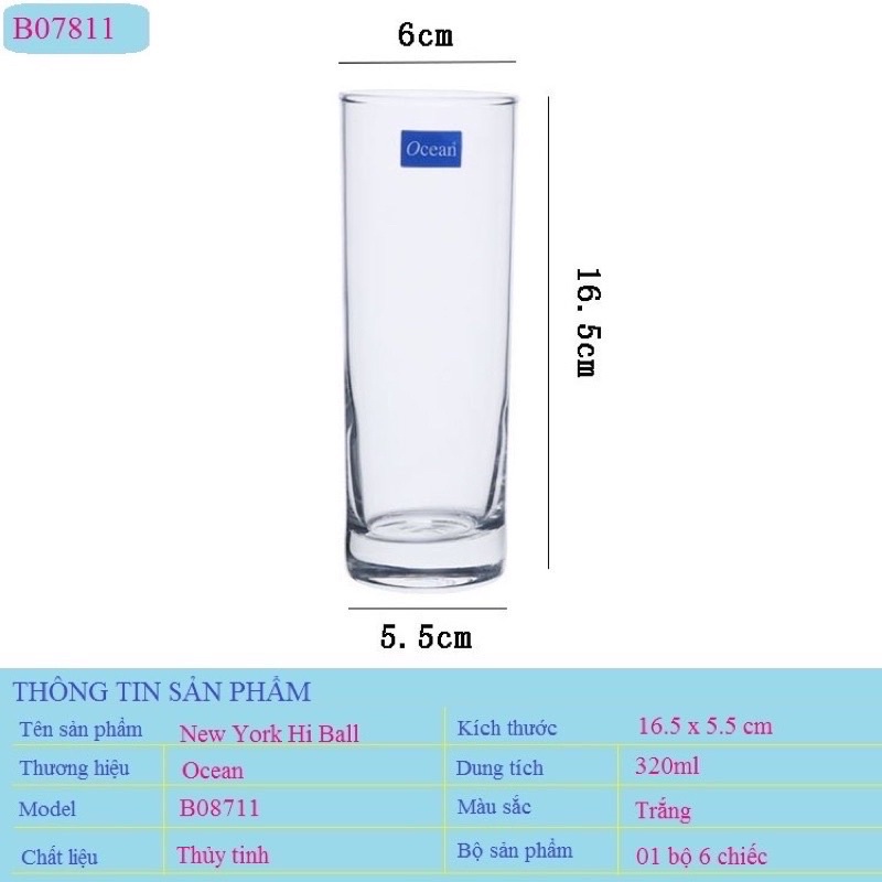 Cốc Cao Trơn-B07811-320ml/B07812-340ml Ly Thủy Tinh-Cốc Thủy Tinh Ocean ...