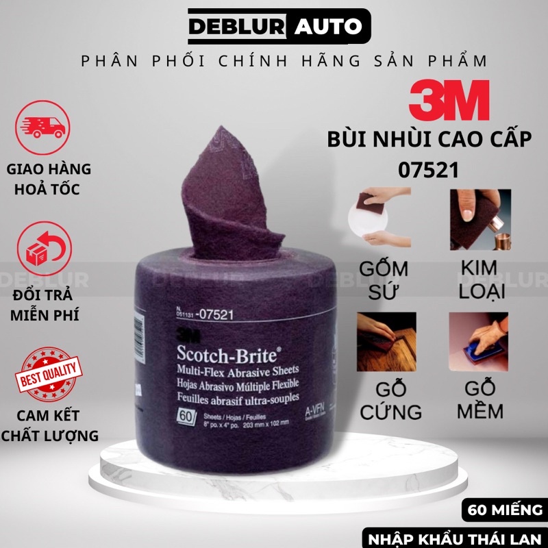 Bùi nhùi 3M 07521 Scotch Brite, dùng cho xả sơn, xả lót trên gỗ, tạo ...