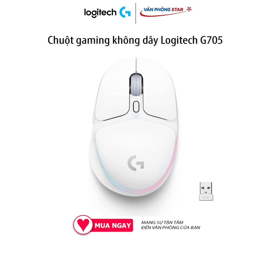 Chuột Logitech G705 Aurora Wireless đèn LED RGB, kết nối không dây ...