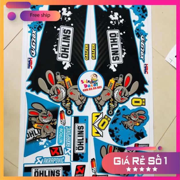 DECAL PVC 5 LỚP CHẤT LƯỢNG CAO Tem rời wave doi dau mẫu thỏ cầm phuộc ...