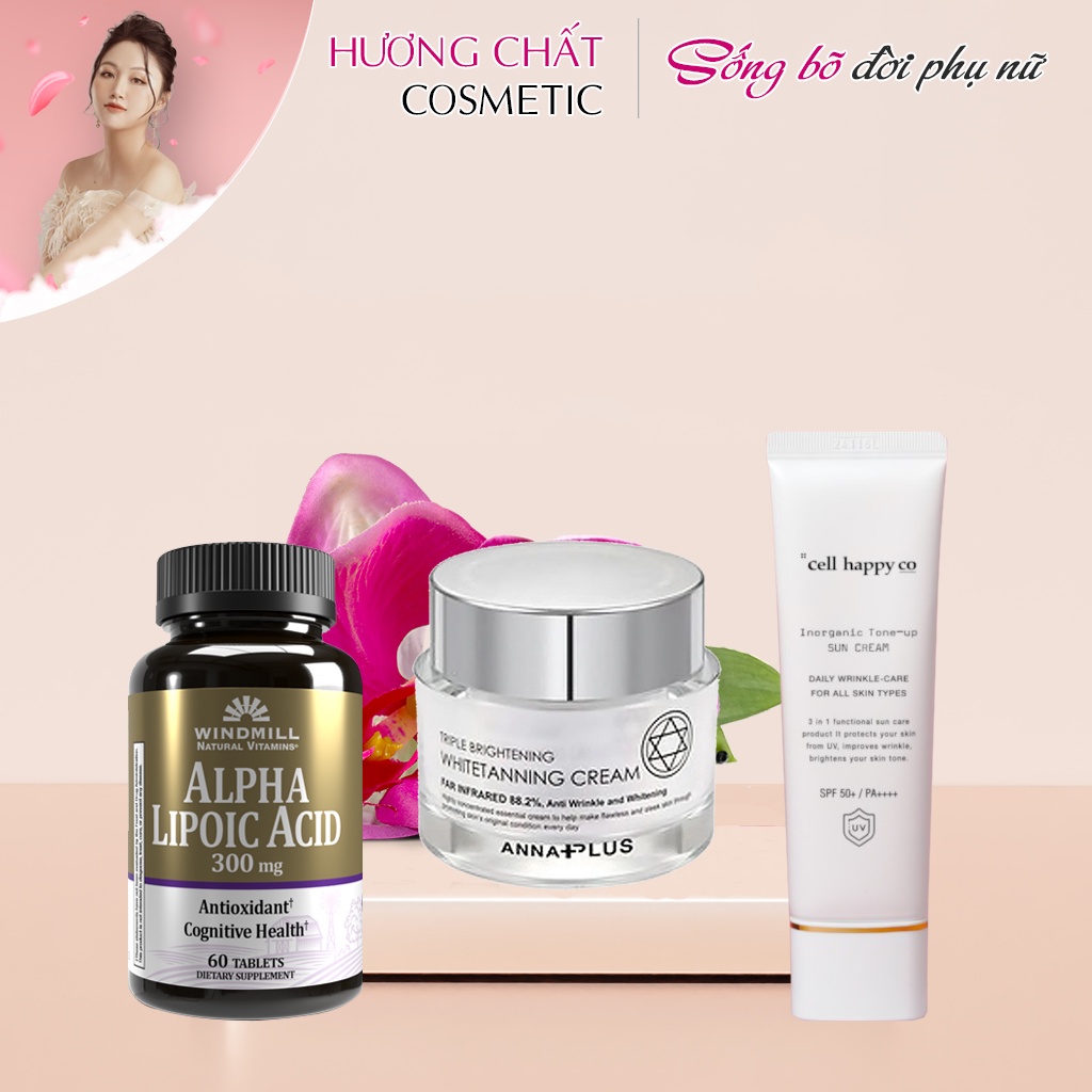 Bộ 3 dưỡng da (Kem Nám Kích Trắng Da Anna Plus 50ml + Kem Chống Nắng ...