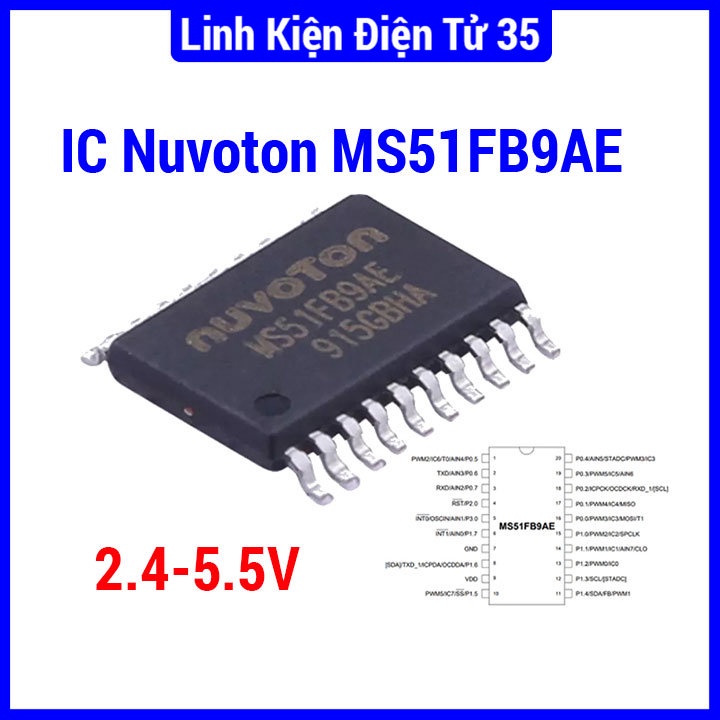 IC Nuvoton MS51FB9AE dải điện áp từ 2.4-5.5V nhúng CMOS 1T8051 | Shopee ...