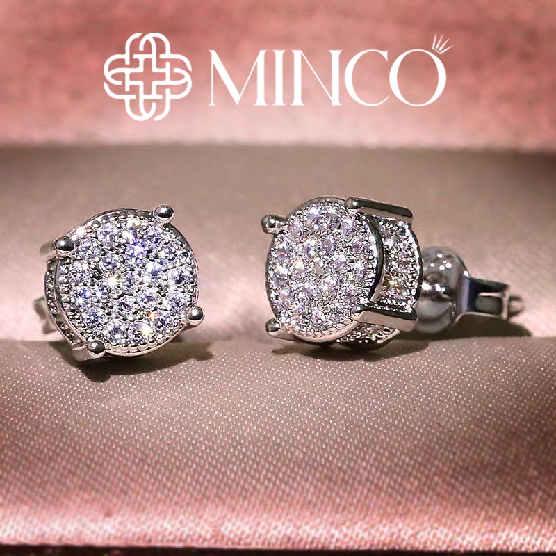 Bông tai nam đính đá Minco Accessories khuyên tai cho nam thiết kế hình tròn phong cách hip hop ...