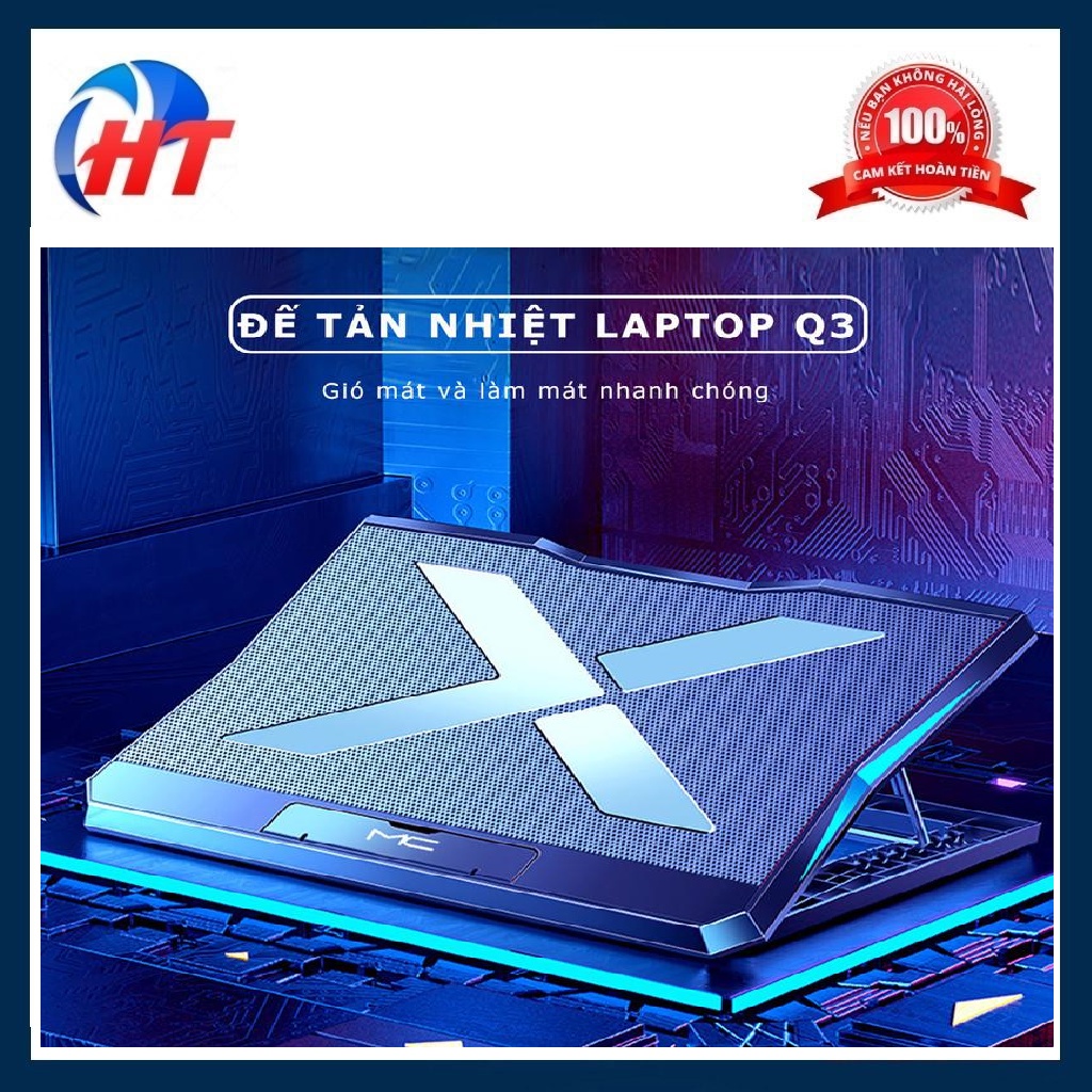 Quạt tản nhiệt laptop MC Q3 trang bị 6 quạt với tốc độ gió cực mạnh không tạo ra tiếng ồn khi sử ...