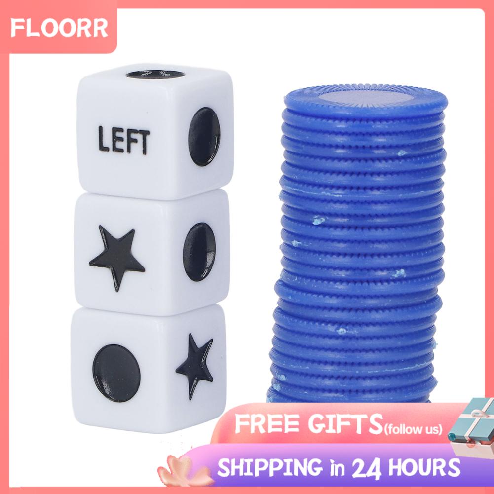 Floorr Left Right Dice Game Clear Signs Sturdy Acrylic 3 Dices 24 Chips ...