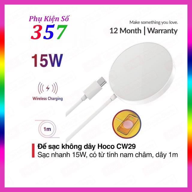 Đế sạc không dây Hoco CW29 sạc nhanh 15W, hỗ trợ sạc cho nhiều thiết bị ...