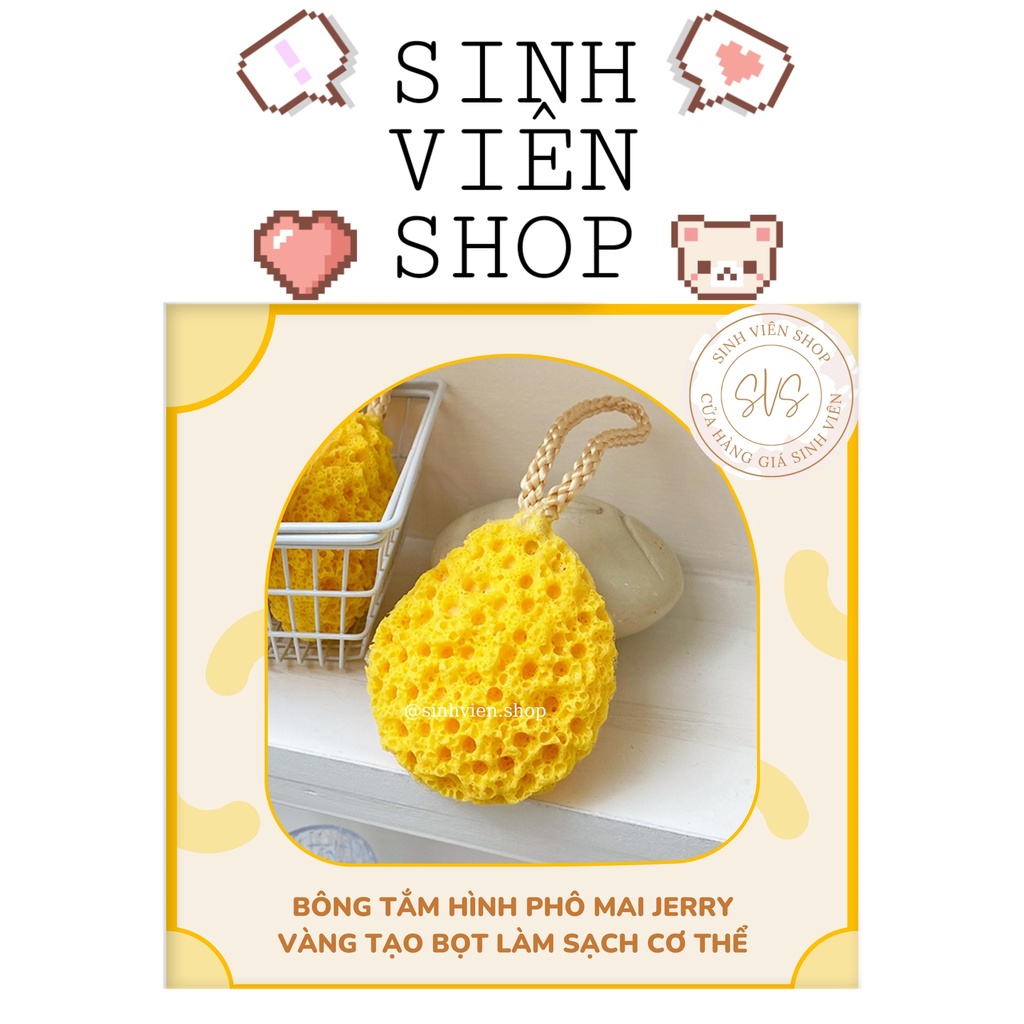 Bông tắm hình phô mai Jerry vàng tạo bọt làm sạch cơ thể cao su non ...