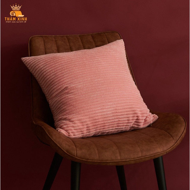 Vỏ gối sofa, bọc gối tựa lưng vải nhung kẻ sọc tone trầm phong cách ...