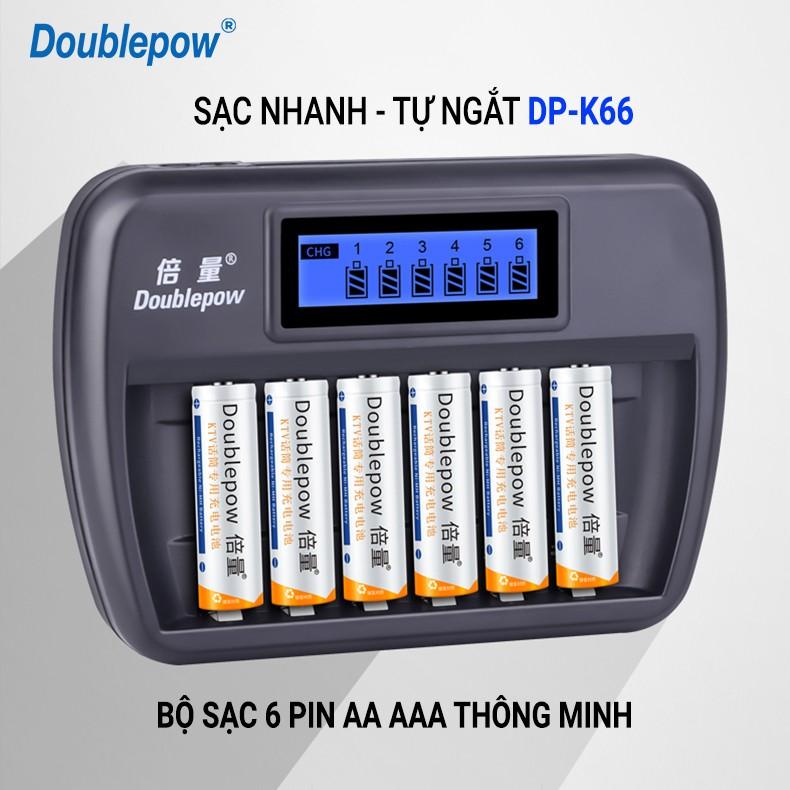 Bộ sạc 6 pin AA AAA sạc nhanh, tự ngắt DP-K66 Doublepow Cho Micro, đồ ...
