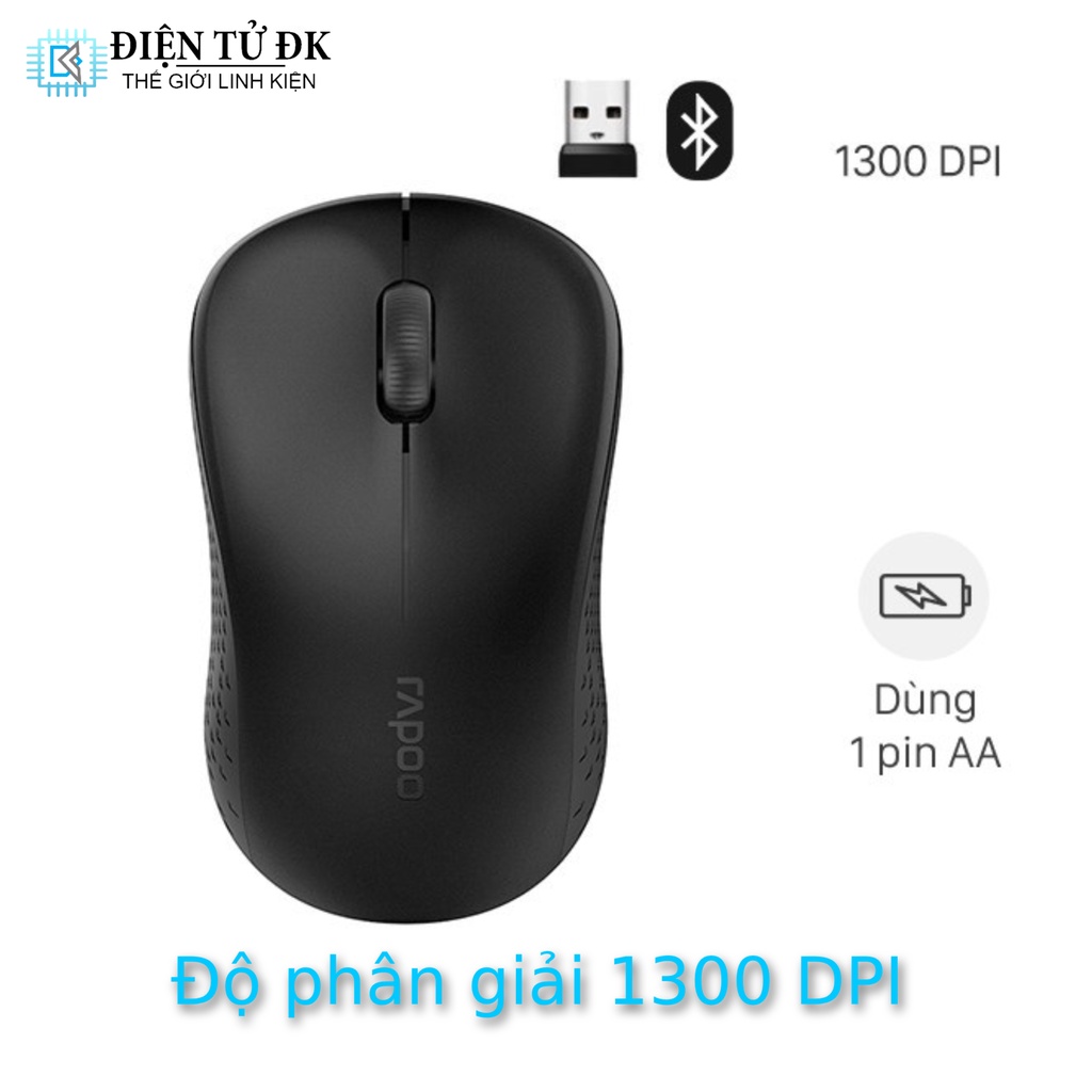Chuột Không Dây Bluetooth Rapoo M160 Đen (like new) + Tặng kèm pin AA ...