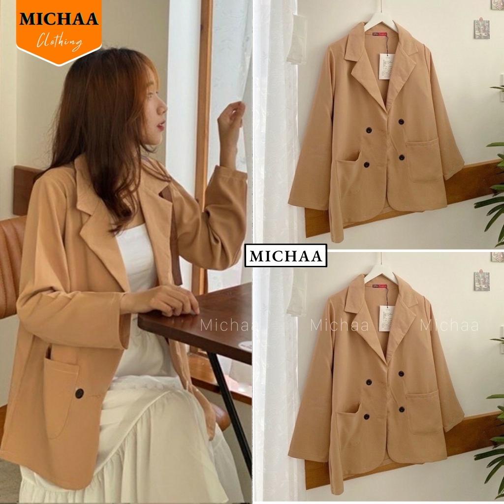 Áo BLAZER TRƠN CÚC Nữ Tay Dài Ulzzang Áo Vest Nữ Khoác Ngoài Mẫu Mới Phong Cách Hàn Quốc MICHAA ...