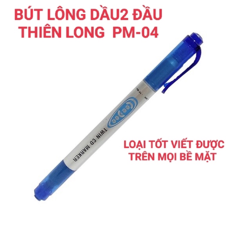 Bút lông dầu Thiên Long PM-04 MỰC XANH -2 đầu viết được tất cả các bề mặt loại tốt | Shopee Việt Nam