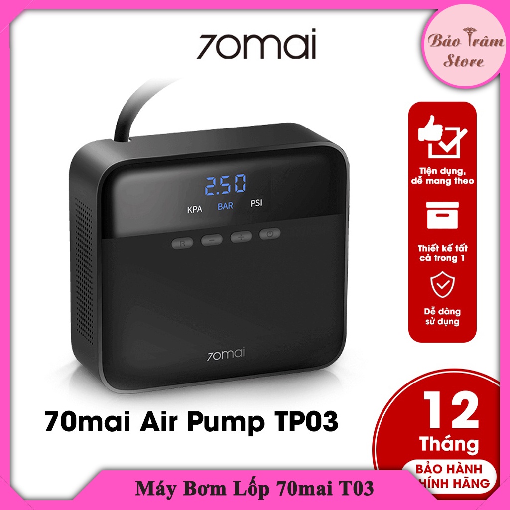 Máy Bơm Lốp Xe Ô Tô 70mai Air Compressor Lite Midrive TP03, thiết kế nhỏ gọn, lực bom mạnh - bảo ...