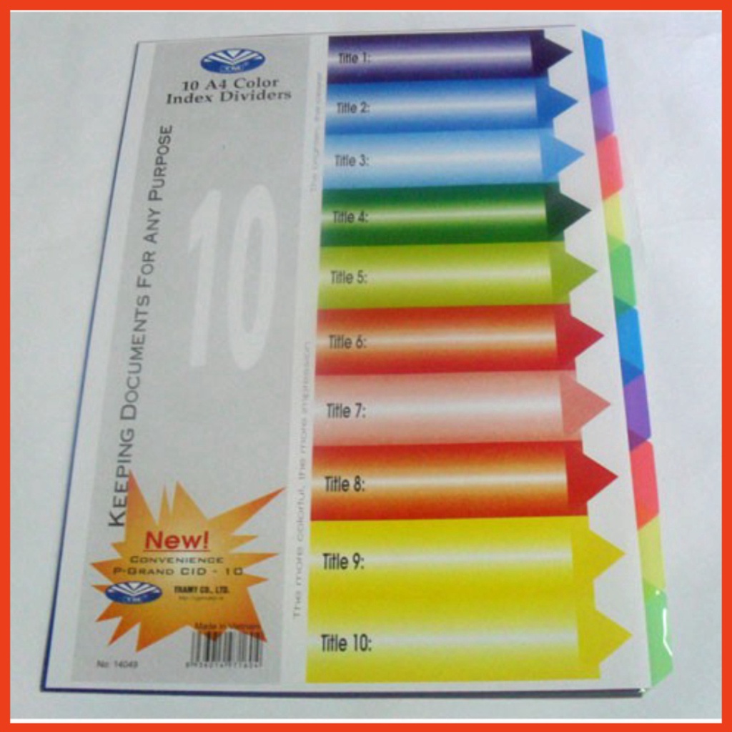 Chia file nhựa 10 màu, phân trang A4 (1 tệp 10 bìa) | Shopee Việt Nam