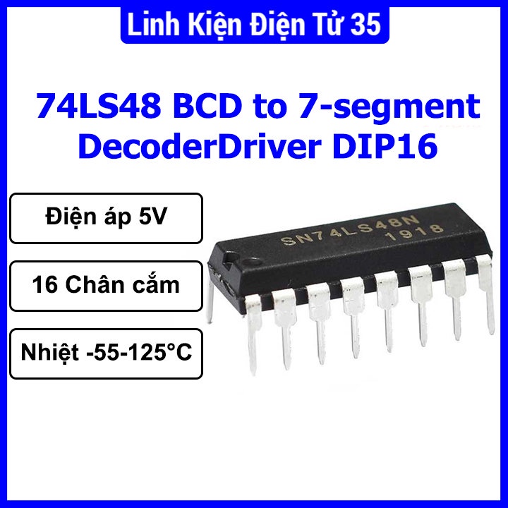 Vi xử lý 74LS48 BCD to 7-segment Decoder/Driver DIP16 đa năng tiện dụng ...