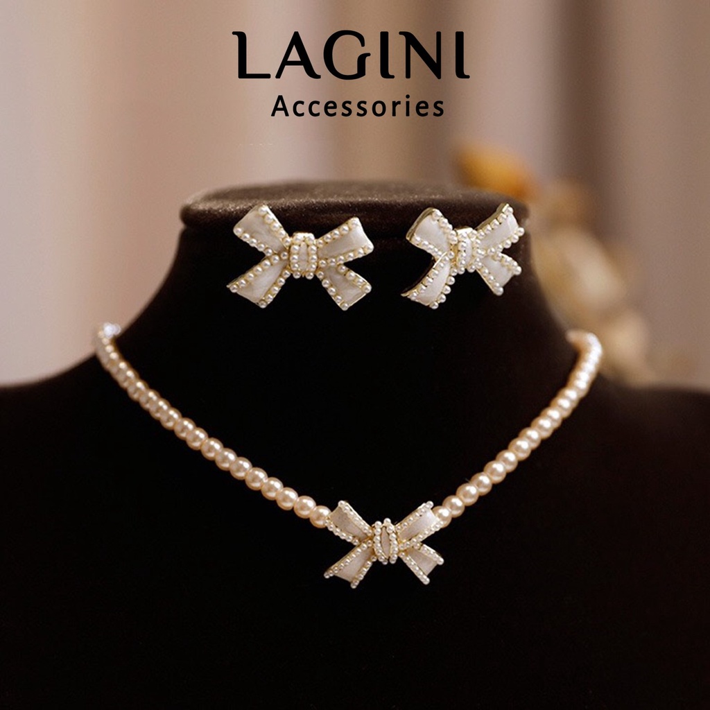 Dây chuyền choker ngọc trai gắn nơ sang chảnh đi tiệc đi đám cưới dành ...