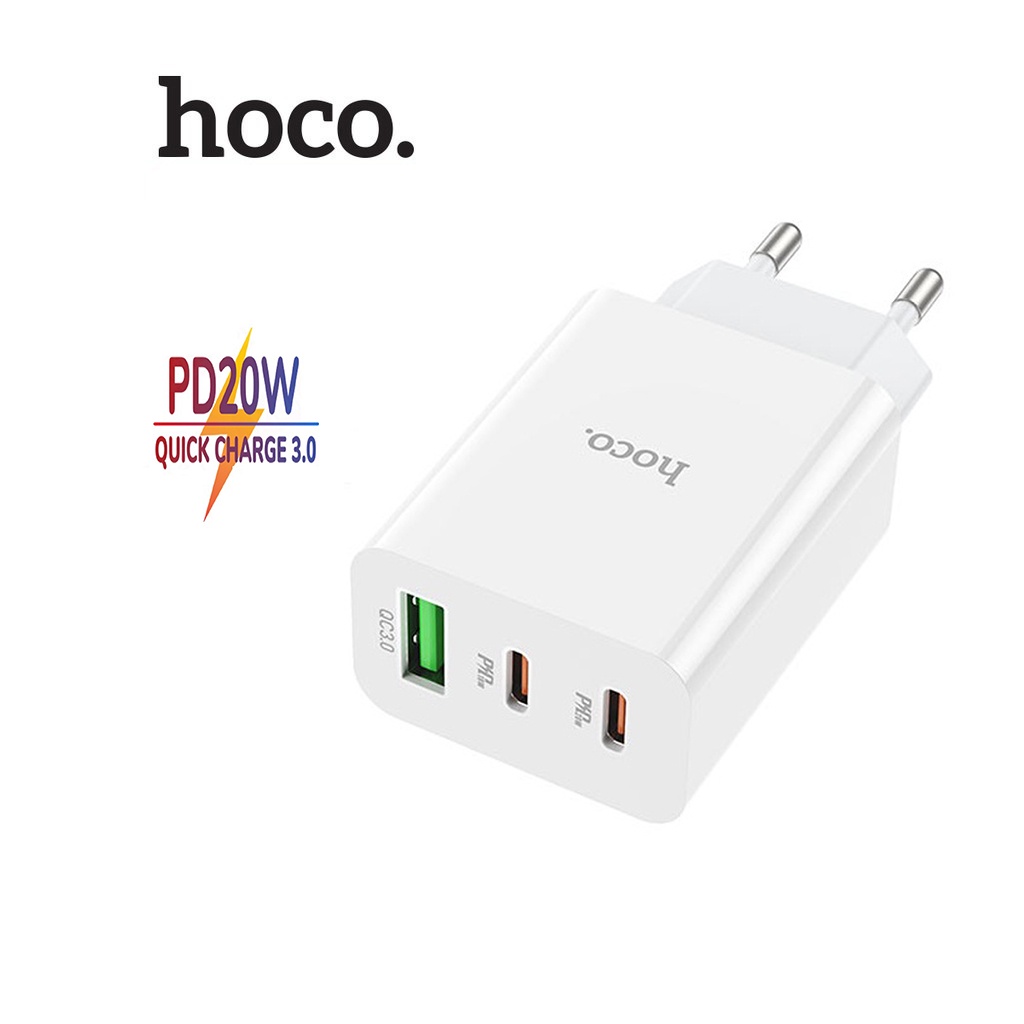Cốc sạc Hoco C99A sạc nhanh PD20W chân tròn 2 cổng Type-C và USB ...