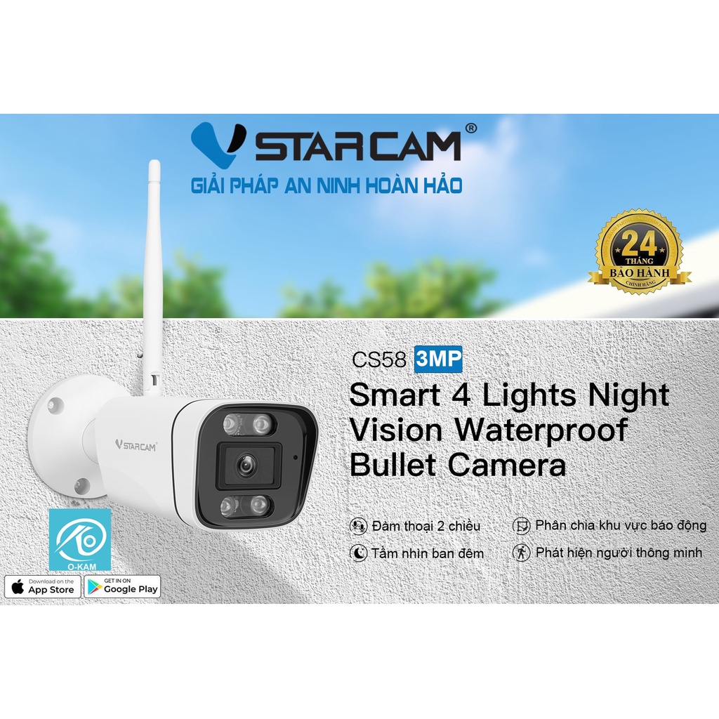 CAMERA WIFI IP STARCAM CS58 3MP CHÍNH HÃNG | Shopee Việt Nam