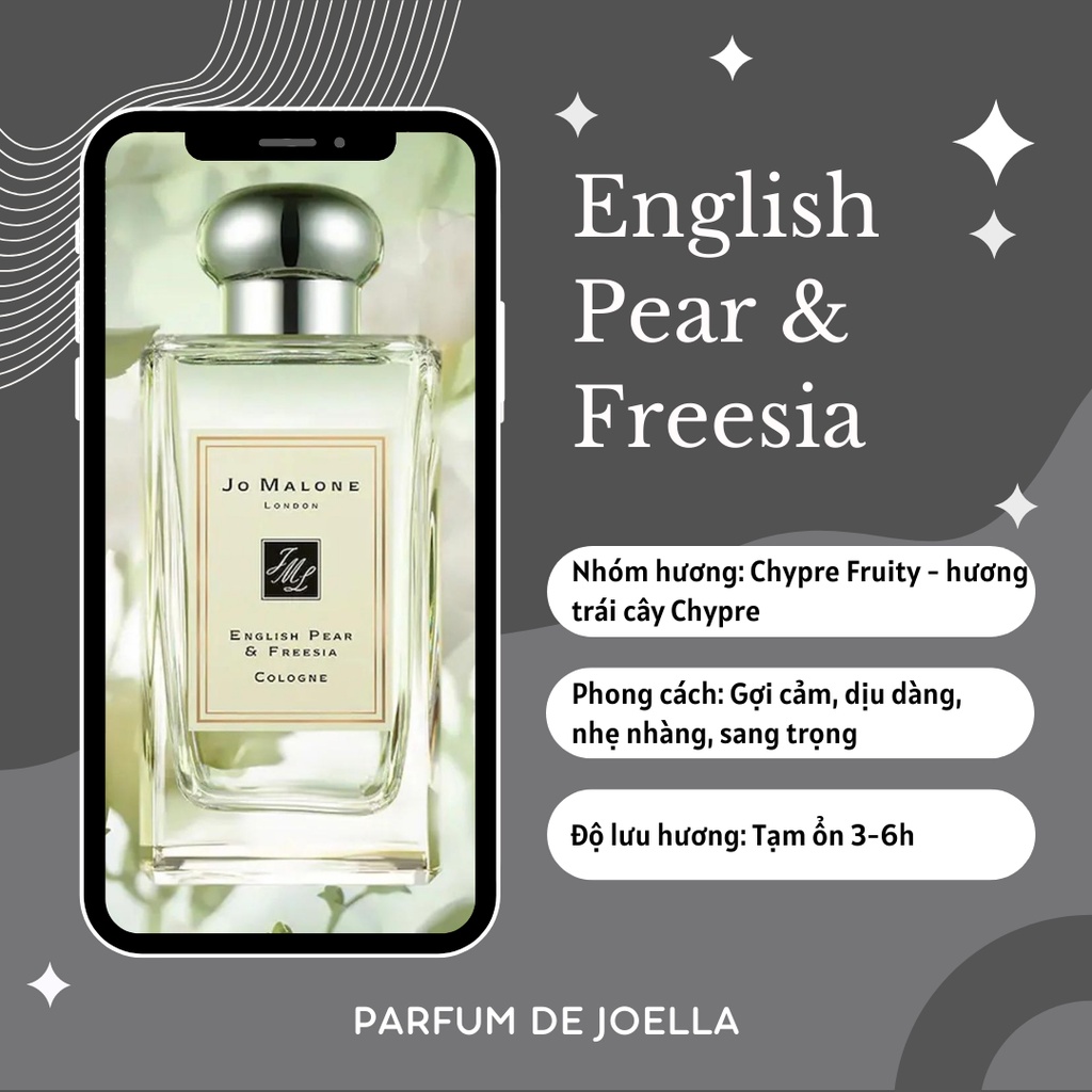 [CHÍNH HÃNG] Nước Hoa Nữ JoMalone English Pear Cologne Fullseal 100ml ...