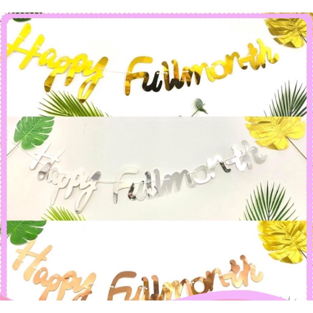 Dây Chữ Happy full month (Đầy tháng) Chữ Nghiêng Ép Kim | Shopee Việt Nam
