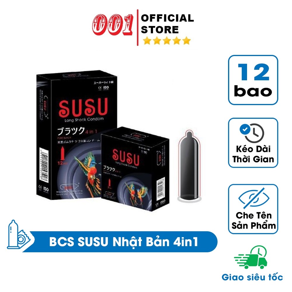 COMBO 2 hộp bao cao su SUSU Nhật Bản 4in1, (24 cái), siêu mỏng, ôm sát ...