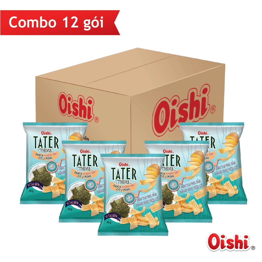 Combo 12 gói Oishi Snack Khoai Tây Siêu Mỏng Tater Thins Vị Tảo Biển ...