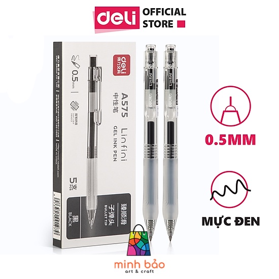 BÚT GEL ĐEN/XANH DELI A575 NGÒI 0.5MM | Shopee Việt Nam