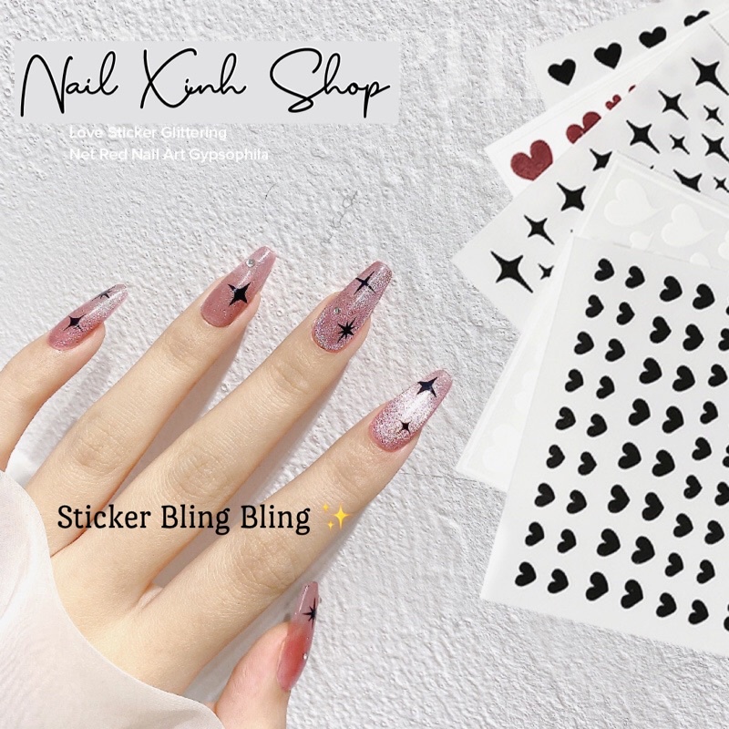 [Hàng mới về] Sticker Dán 3D Màu Laser Hình Trái Tim / Bling Bling ...