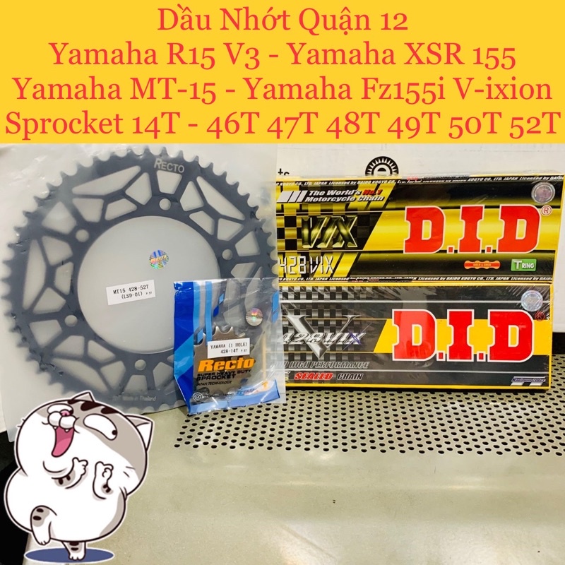 Yamaha MT-15 R15 XSR Fz155 Vixion Bộ Nhông 14T - Dĩa 46T 47T 48T 49T ...
