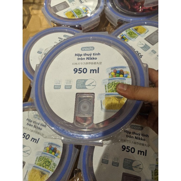 Hộp Thủy Tinh Kháng Khuẩn Tròn Nikko 400ml-620ml-950ml Chính Hãng Inochi | Shopee Việt Nam