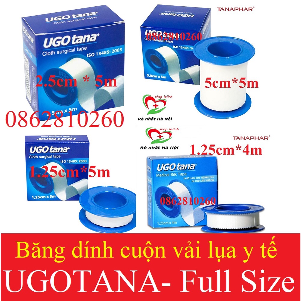 Băng dính cuộn vải lụa y tế UGOTANA kích thước 1,25cm 2,5cm 5cm x 4m * 5m (Chính hãng) UGO TANA ...