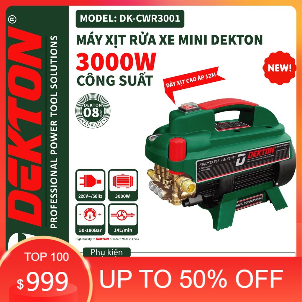 Máy Rửa Xe Dekton 3000W DK-3001 / Có Chỉnh Áp / Trùm Cúi Máy Xách Tay ...