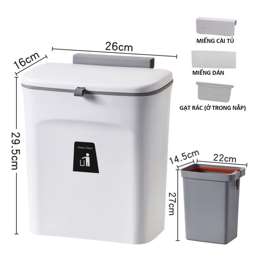 Thùng rác cài tủ bếp, dán tường nhà vệ sinh phòng tắm kèm miếng dán ...