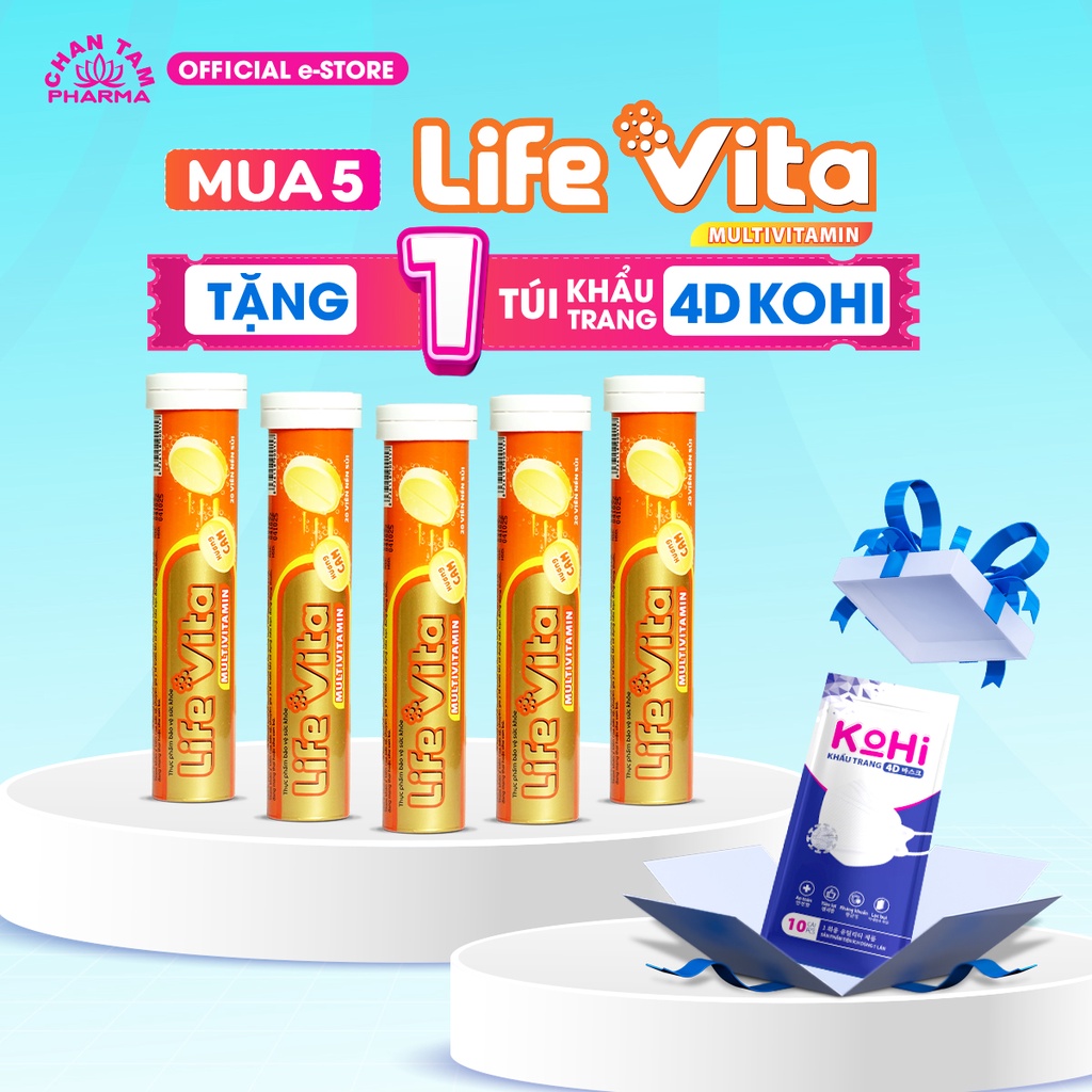 Viên sủi bổ sung vitamin, hỗ trợ tăng cường sức đề kháng, giảm mệt mỏi Life Vita Multivitamin ...