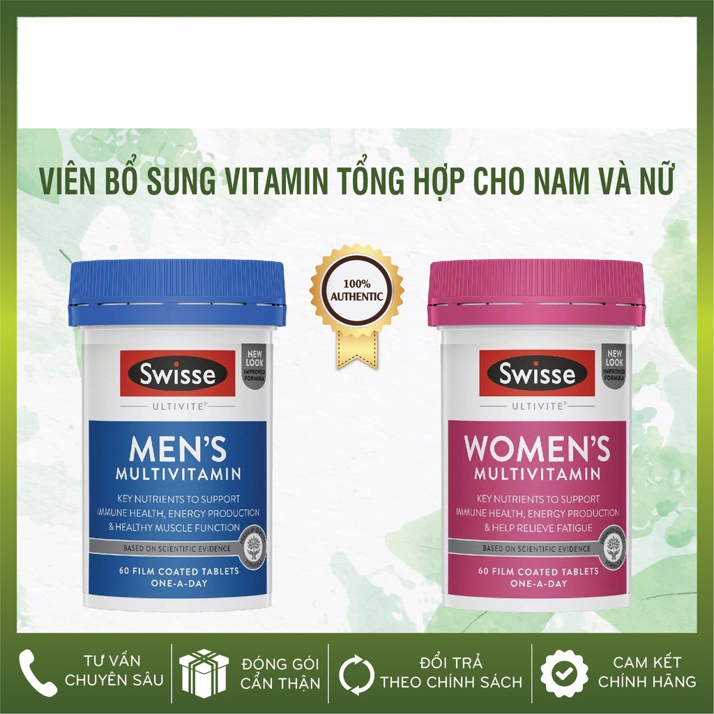 [Hàng Chính Hãng ÚC] Vitamin Tổng Hợp Cho Nam, Nữ Swisse Men’s/Women's Ultivite Multivitamin [Úc ...