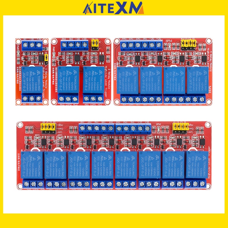 Bảng Mạch Mô-Đun Rơ Le 1 2 4 8 Kênh 12V Hỗ Trợ Mức Cao Cho Arduino ...