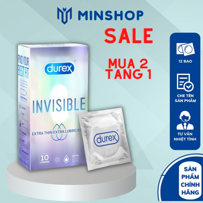 Bao Cao Su Durex Invisible Extra Thin Extra Sensitive siêu mỏng ôm sát hộp 10 bao | Shopee Việt Nam