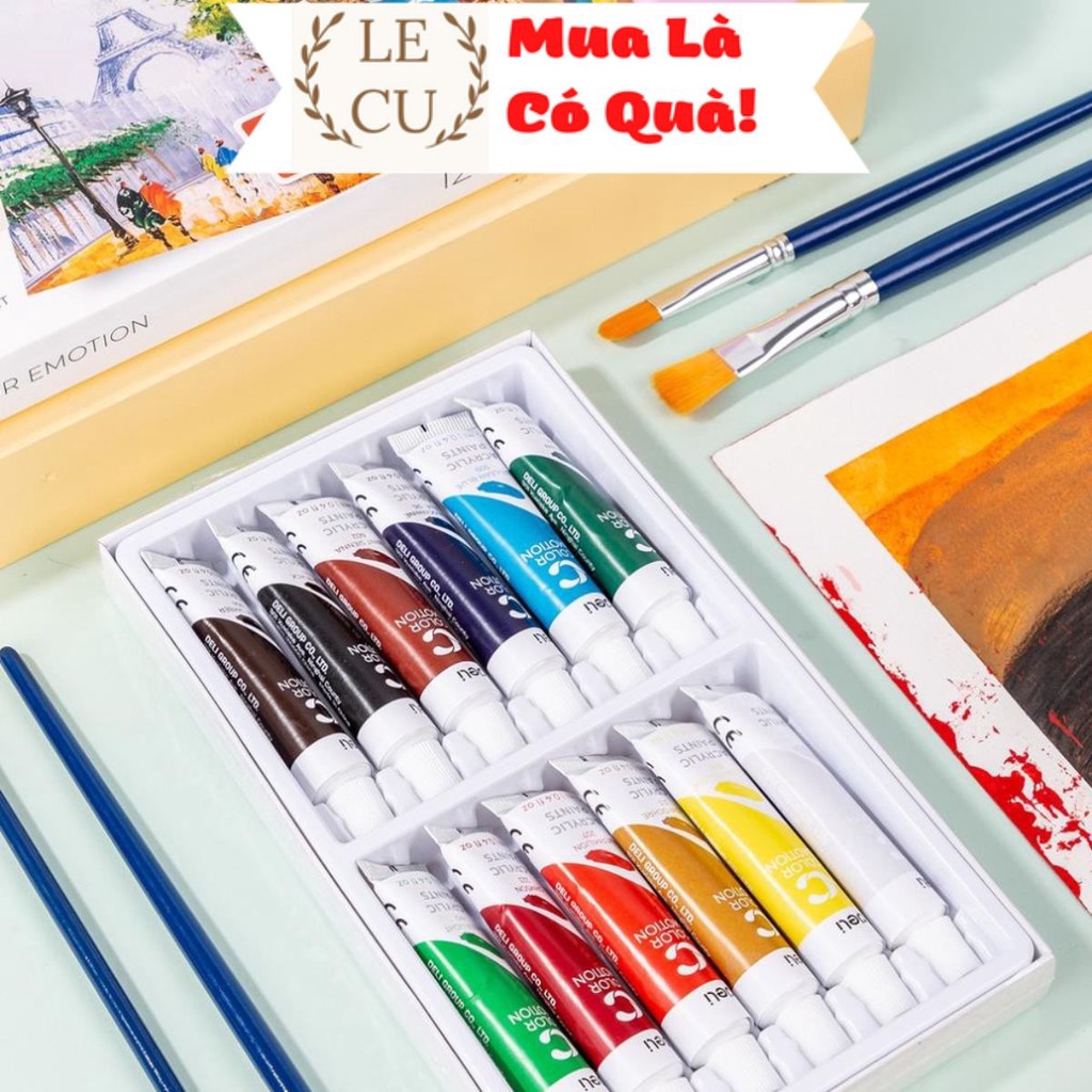 Màu nước Acrylic dạng tuýp 12ml Deli - 12/24 màu - 1 hộp - EC12 ( EC12 - 12 ) ( EC12 - 24 ...
