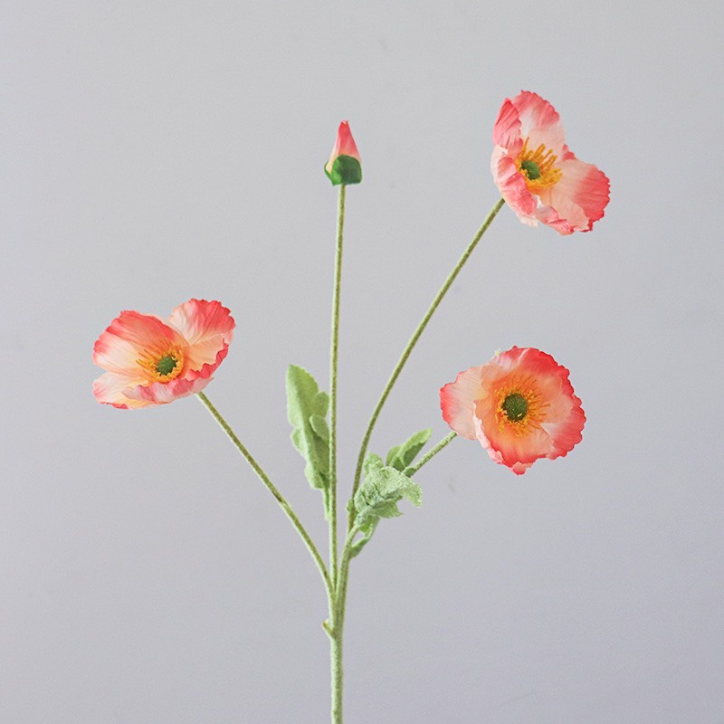 Hoa anh túc nhân tạo -Hoa poppy giả 3 bông 1 nụ trang trí tiệc cưới ...