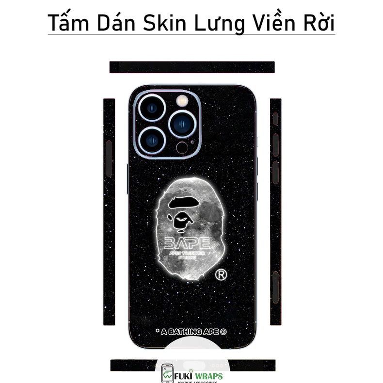 Tấm dán Skin Mặt Sau Bape FULL VIỀN Dành Cho 14prm , 13prm , 12prm ...