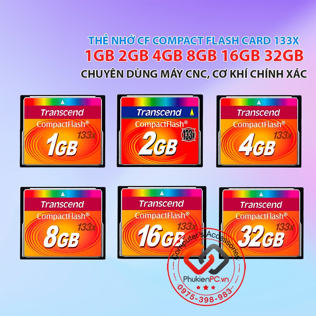 Thẻ nhớ CF Compact Flash 133x 1GB, 2GB, 4GB, 8GB, 16GB, 32GB dùng cho ...