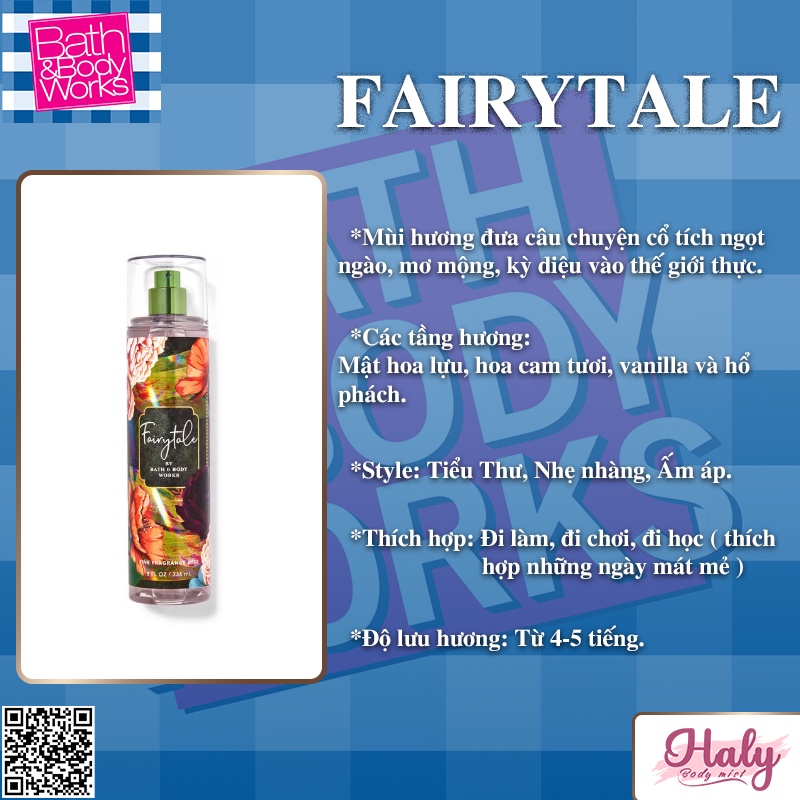 Fairytale ( Xịt thơm toàn thân Body Mist Chính Hãng Bath & Body Works ...